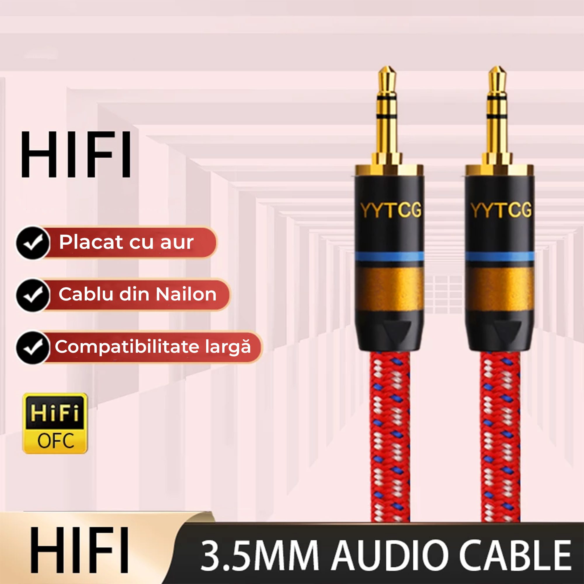 Cablu audio YYTCG pentru casti, boxe, masina, Jack 3.5mm la Jack 2.5mm ...