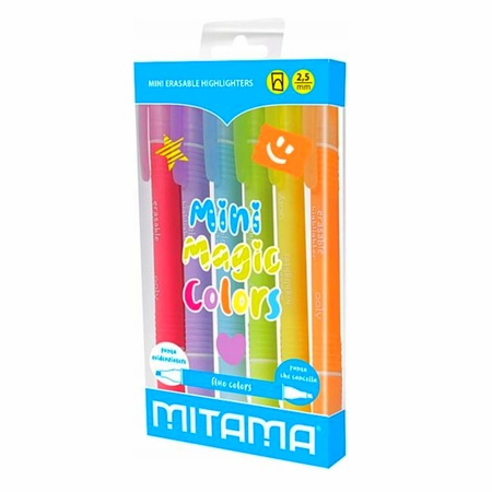 Set 6 Markere Mitama, cu capat radiera, 6 culori fluorescente - eMAG.ro