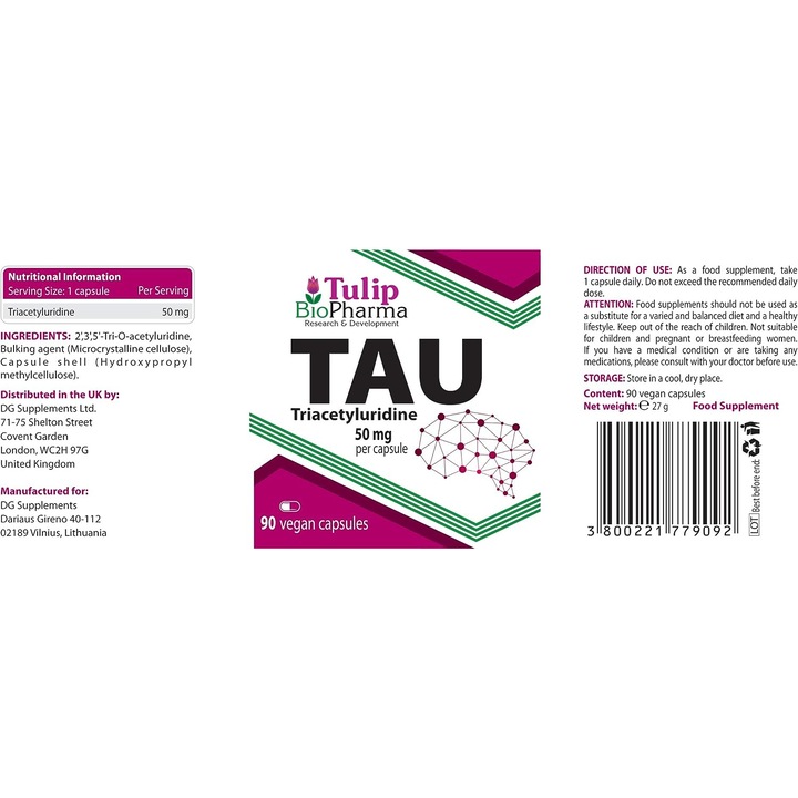 Tau Triacetyluridine 50mg 90 Vegan Capsule - eMAG.ro