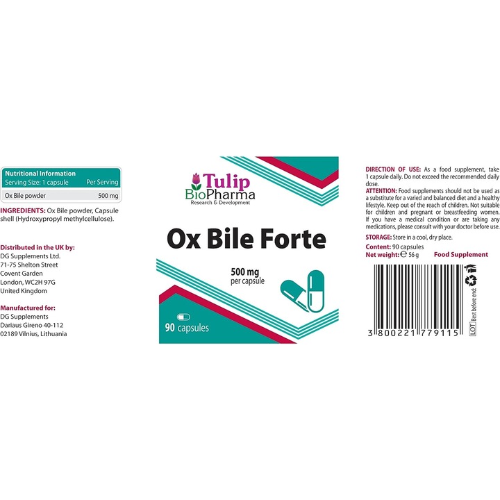 Ox Bile Forte 500mg 90 Capsule - eMAG.ro