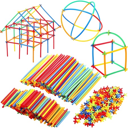 Set Creativ de Constructie cu Paie, 400 Elemente, Flexibile Si ...