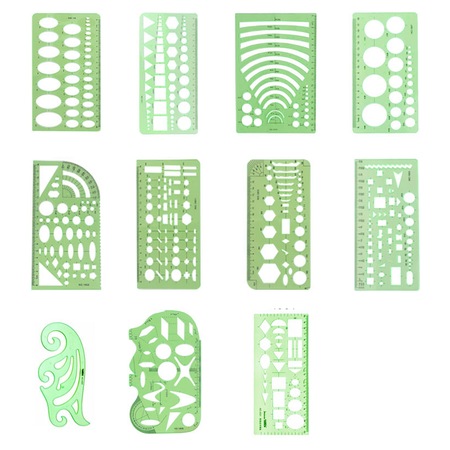 Set Sabloane de desen geometric, Cozevdnt, Plastic, Verde - eMAG.ro