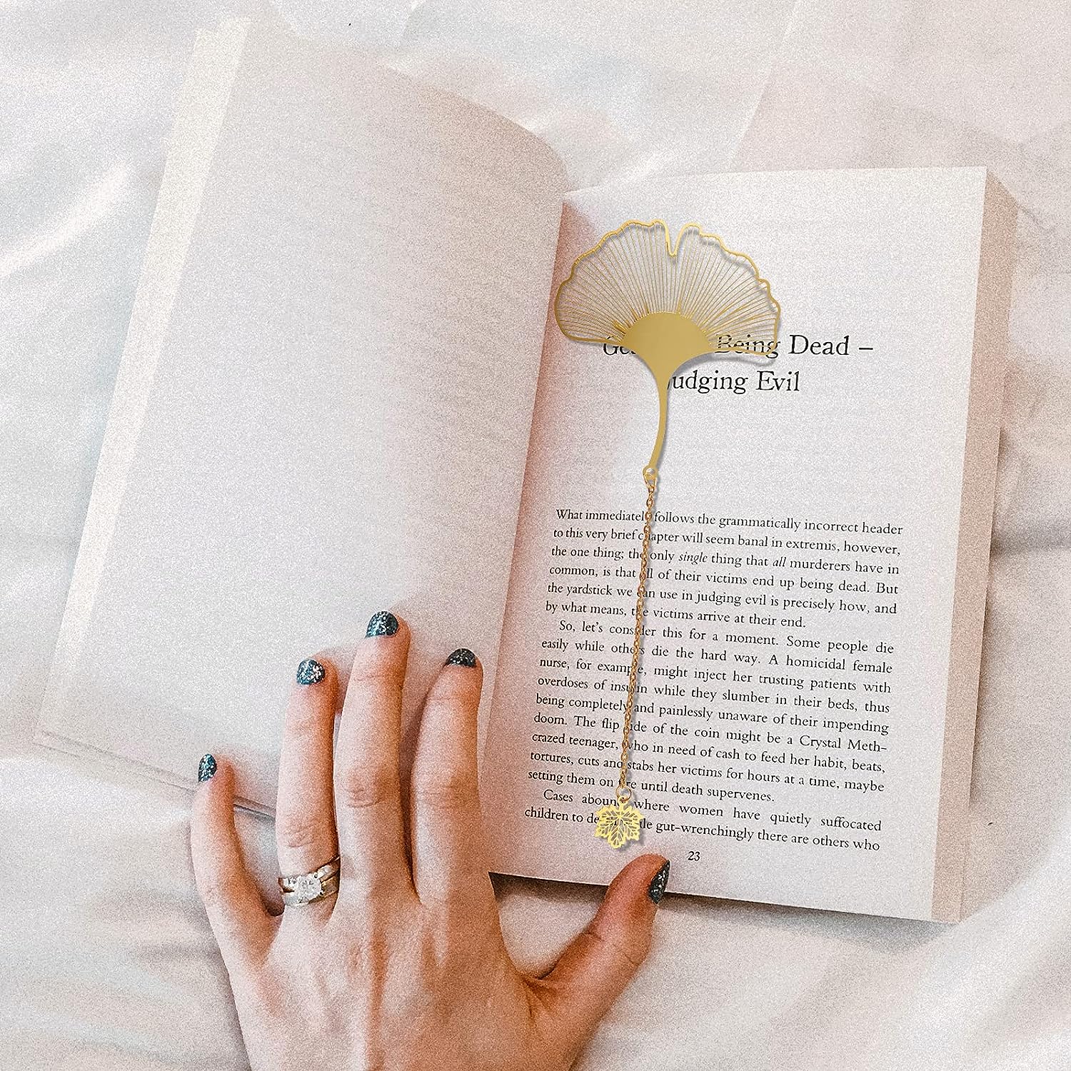 Set 4 Semn de carte metalic, JENUOS®, Floare de lotus, ginkgo biloba ...