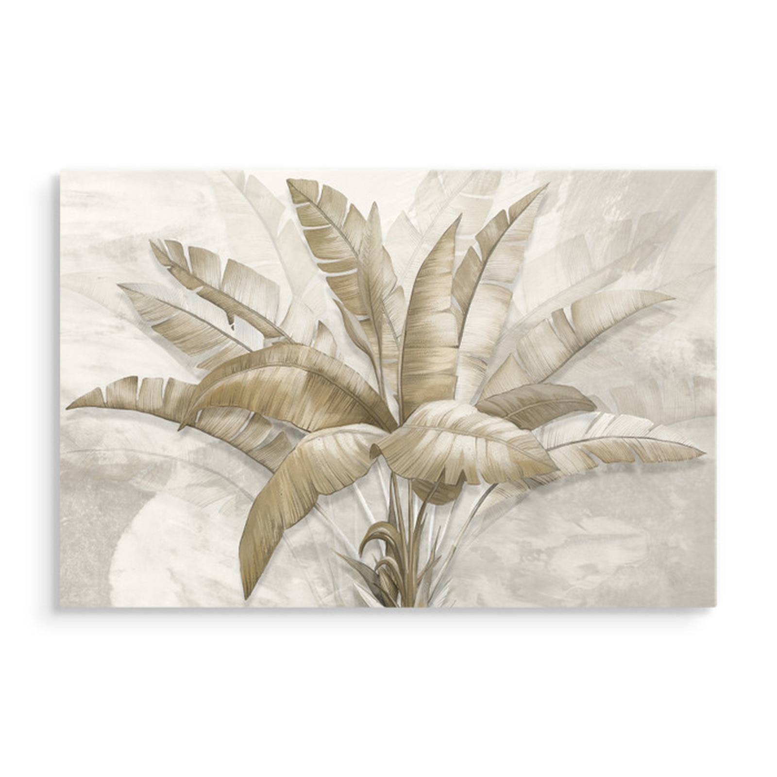 Tablou Canvas pentru Living Frunze Tropicale Bej 120x80cm Abstract ...