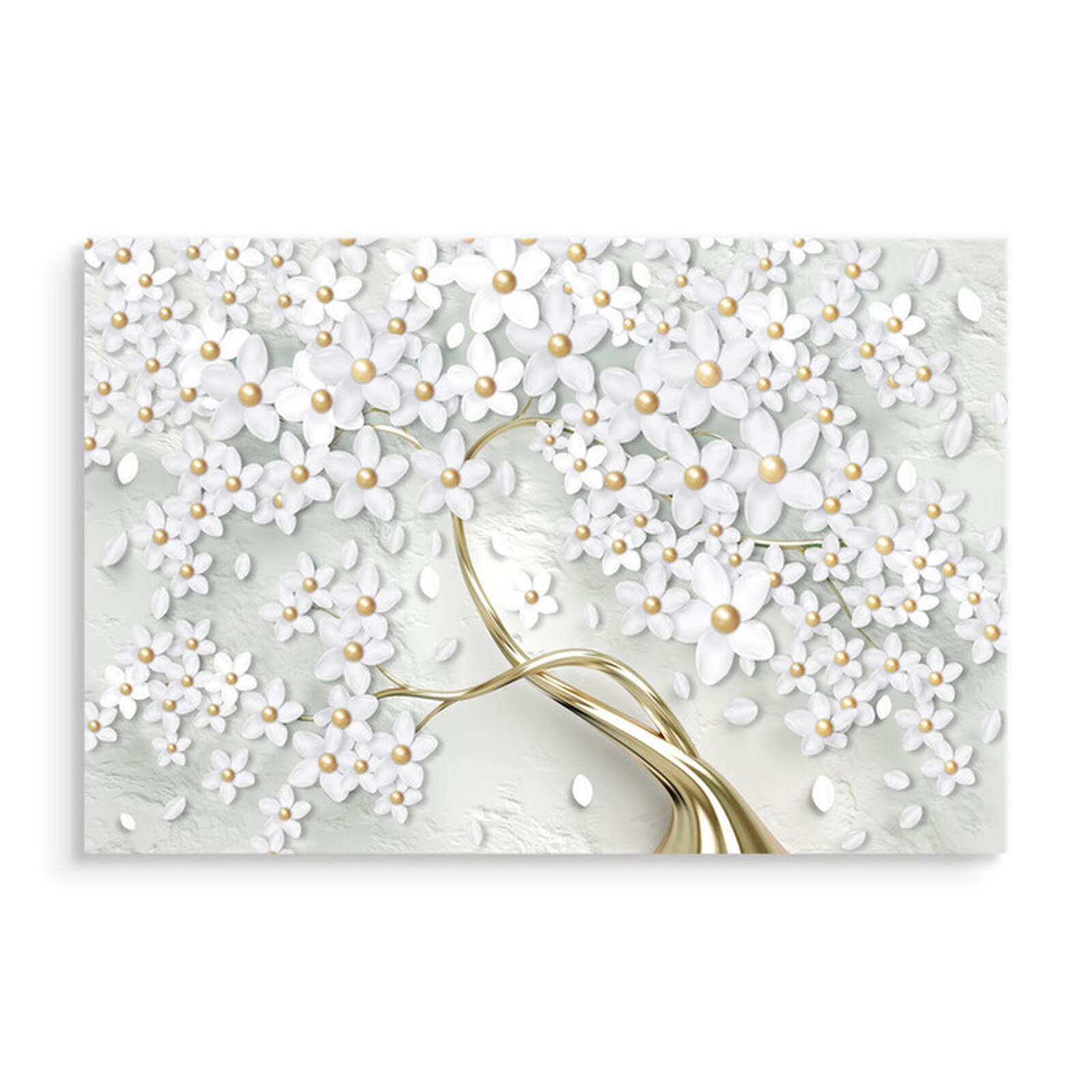 Tablou Canvas Decorativ Flori albe pe un Copac 3d 90x60cm pentru Living ...