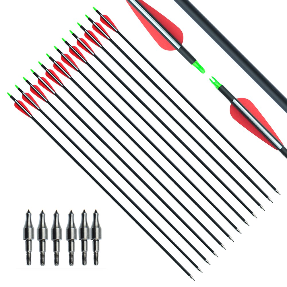 Set 12 buc sageti fibra de carbon Dext 7,8 mm Dint 6,2 mm lungime 80,0 ...
