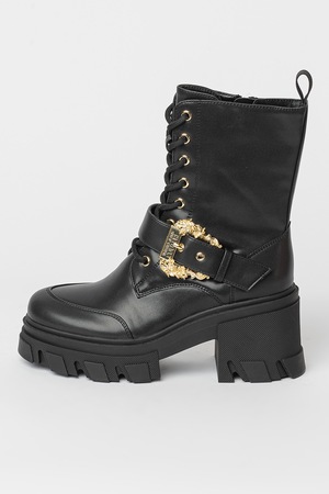 Versace Jeans Couture, Botine cu toc masiv Sophie, Negru, 37 - eMAG.ro