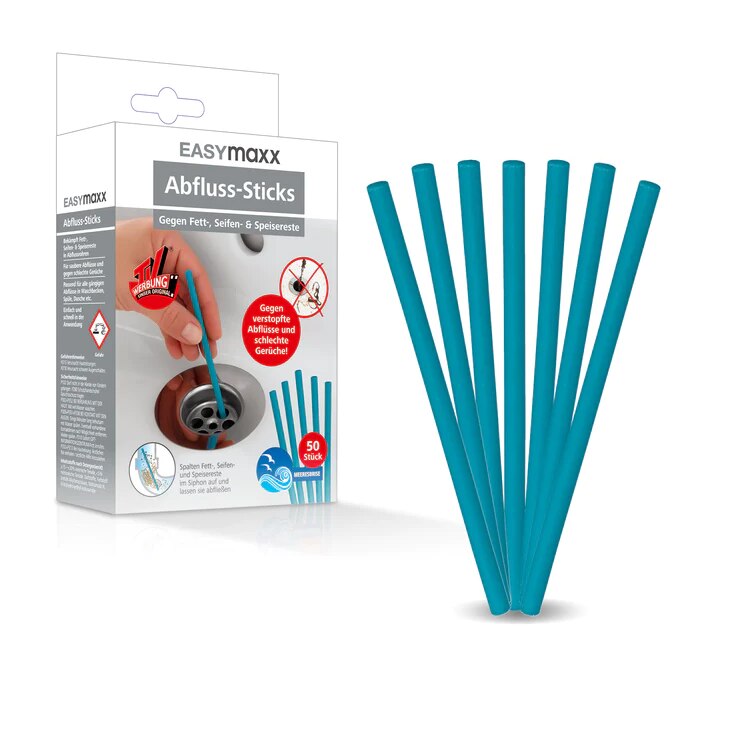 Set 50 stick-uri Easymaxx pentru curatarea scurgerilor, aroma briza ...
