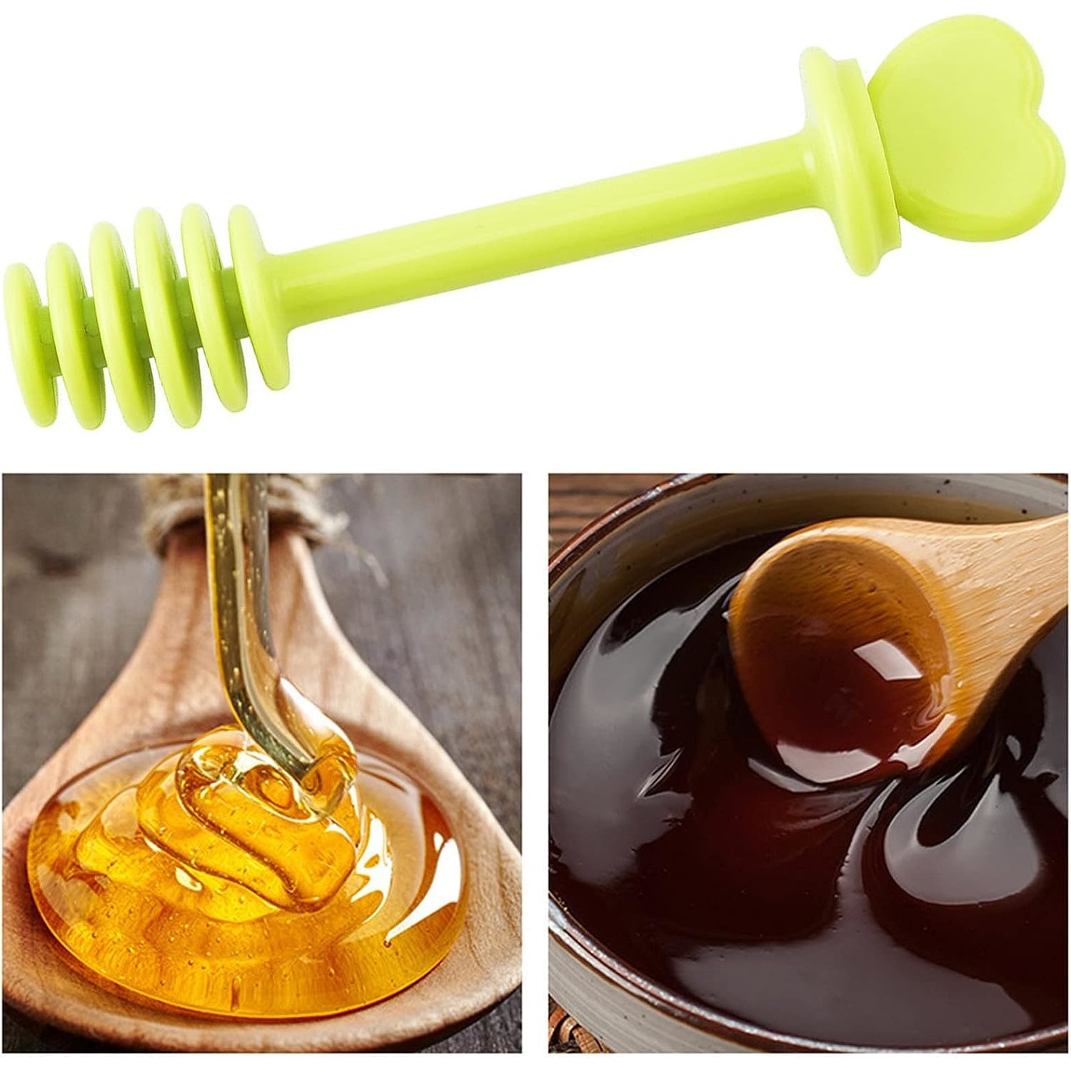 Set 2 linguri pentru miere, Plastic, 12.7x2.7cm, Verde - eMAG.ro