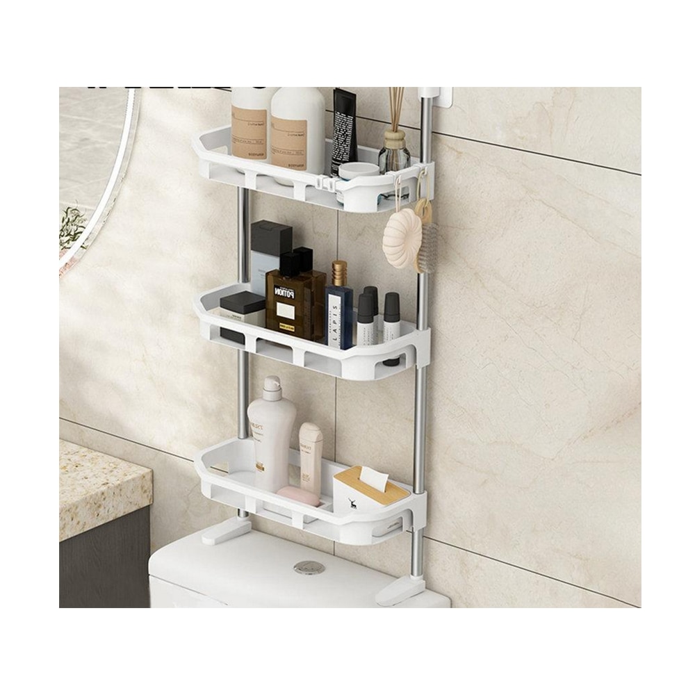 Raft pentru baie, 3 niveluri, inaltime reglabila, montare spate WC ...