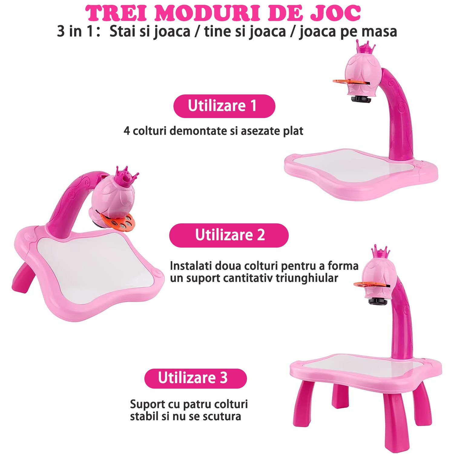 Образователна играчка тип дъска, маса за рисуване с проектор, 3 диска ...