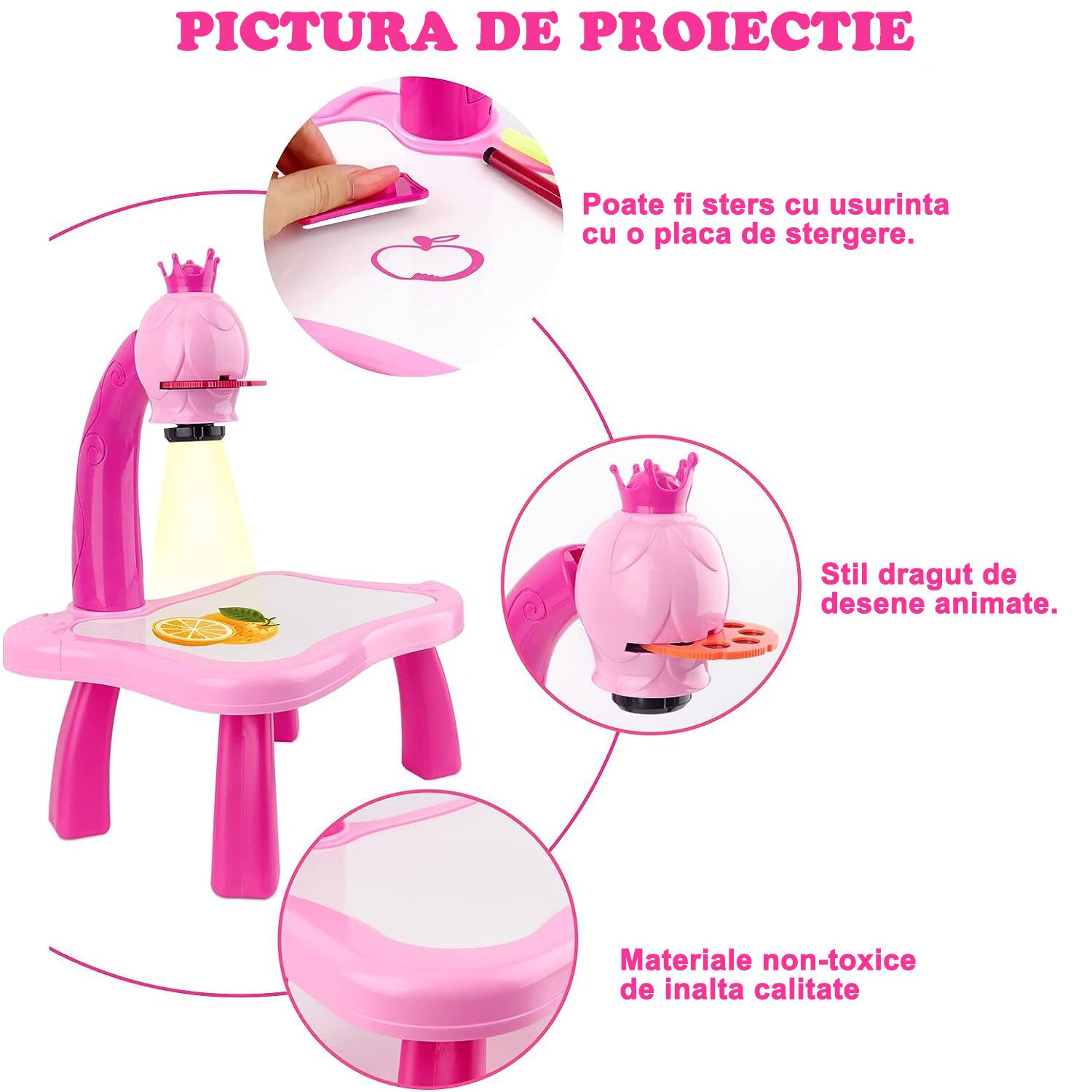 Образователна играчка тип дъска, маса за рисуване с проектор, 3 диска ...