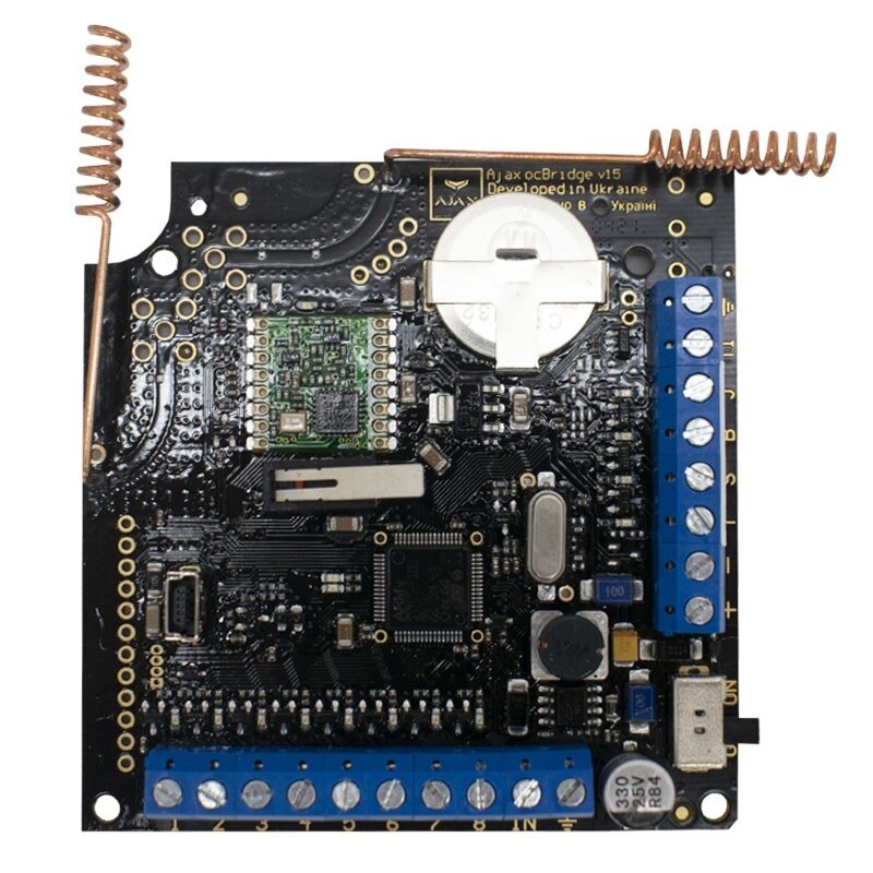 Приемен модул за интегриране на AJAX детектори в жичен контролен панел, 8 зони, ocBridge Plus ...