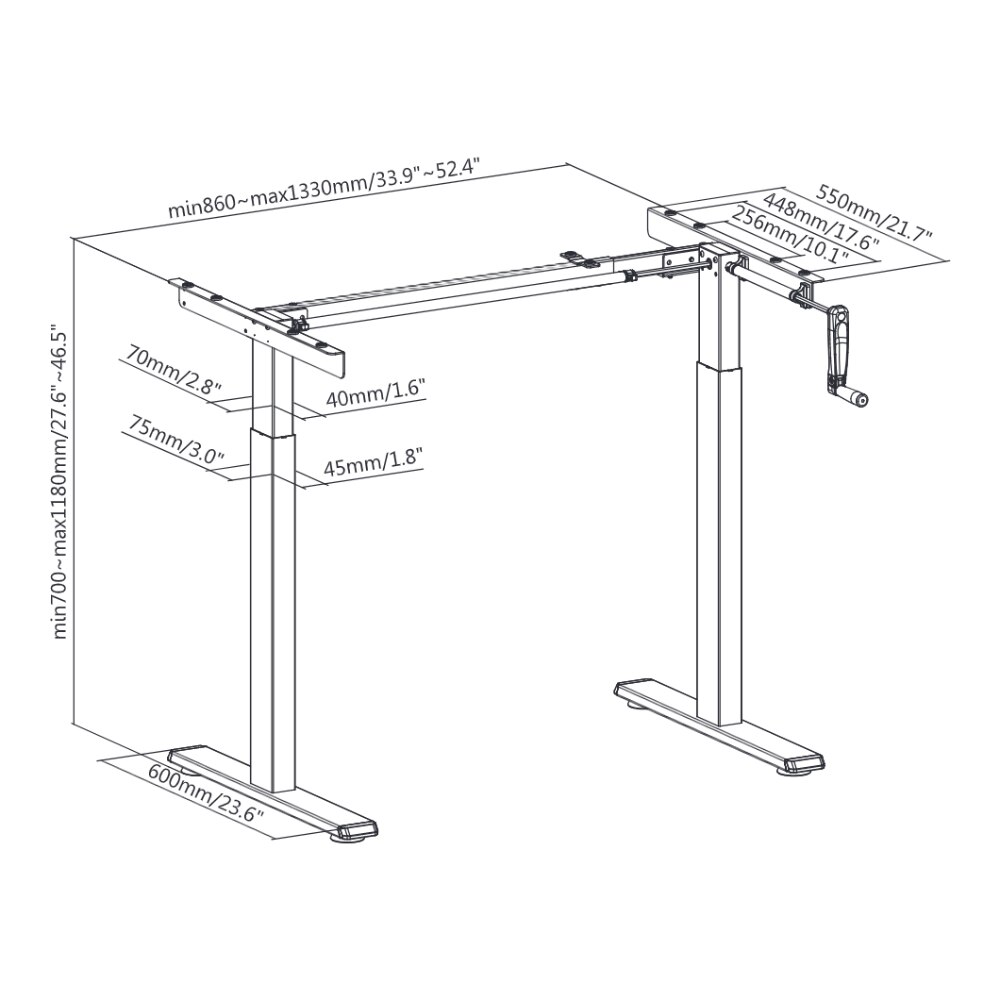 Cadru de birou cu reglare manuala Sit-Stand ECO, Negru - eMAG.ro