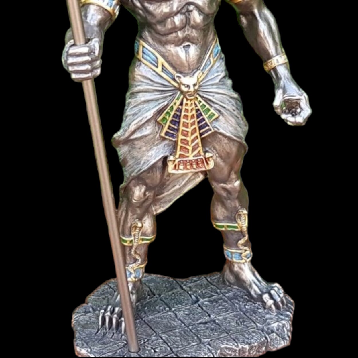 Figurina, Zeul Egiptean Anubis cu Cobra, din Rasina, 12 cm x 9 cm x 26 ...