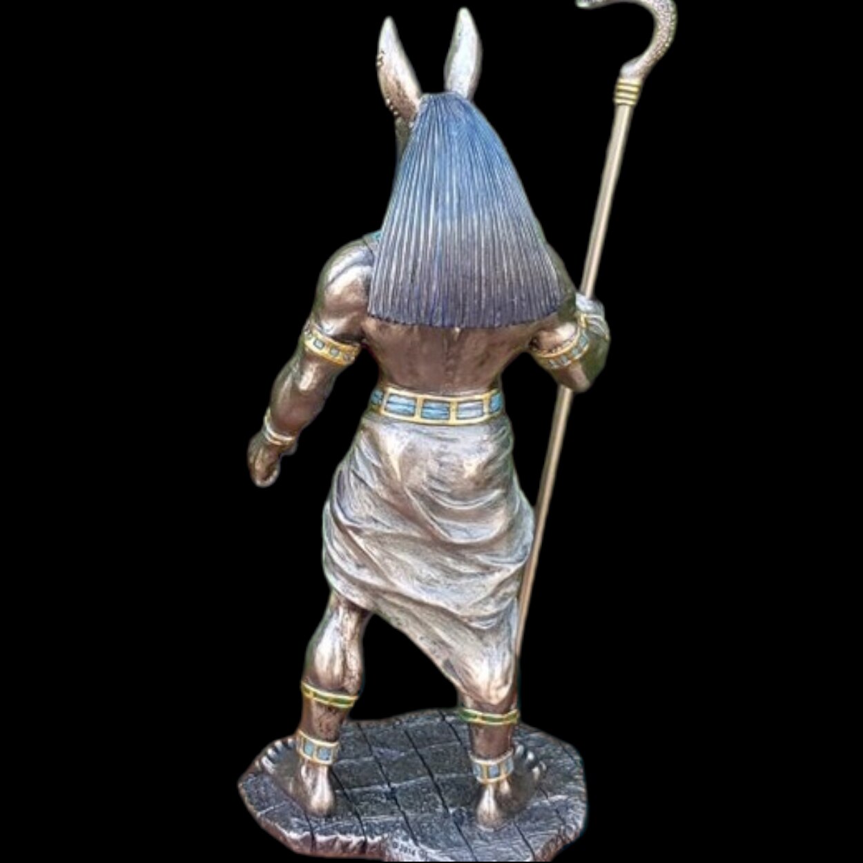 Figurina, Zeul Egiptean Anubis cu Cobra, din Rasina, 12 cm x 9 cm x 26 ...