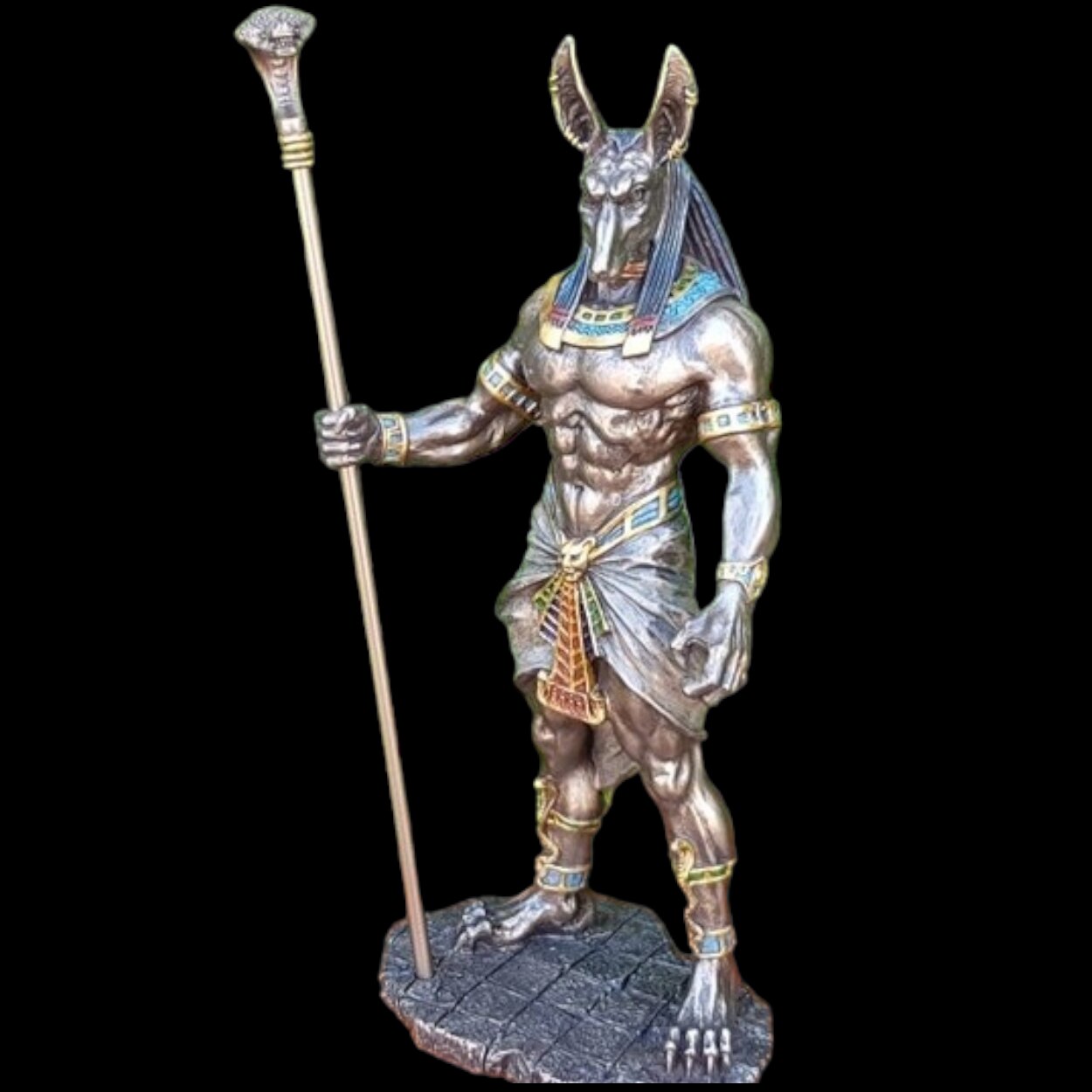 Figurina, Zeul Egiptean Anubis cu Cobra, din Rasina, 12 cm x 9 cm x 26 ...