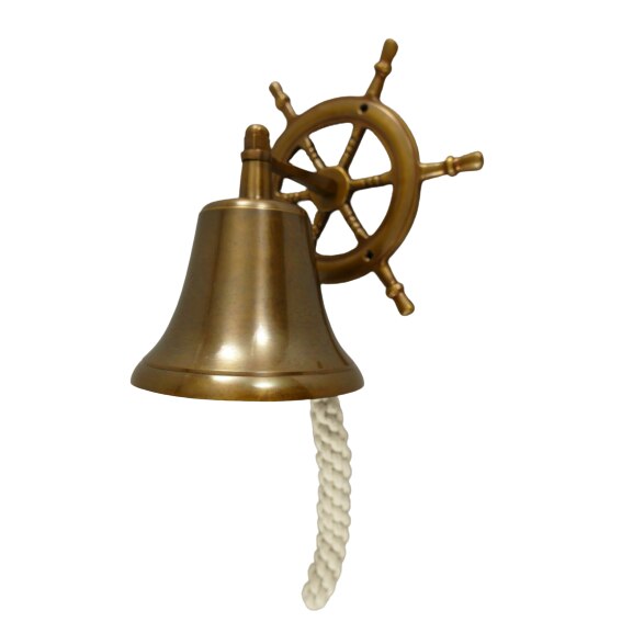 Clopot de perete cu timona, alama, H 20 cm - eMAG.ro