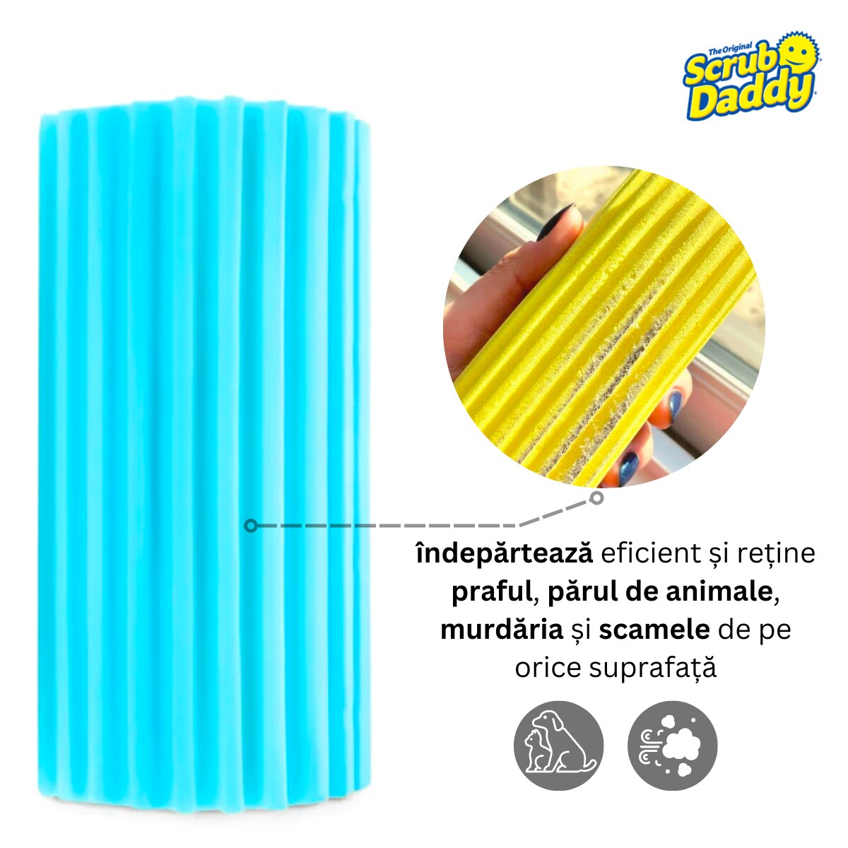 Гъба за почистване на прах Scrub Daddy Damp Duster, 11,5 x 6 x 4 см ...