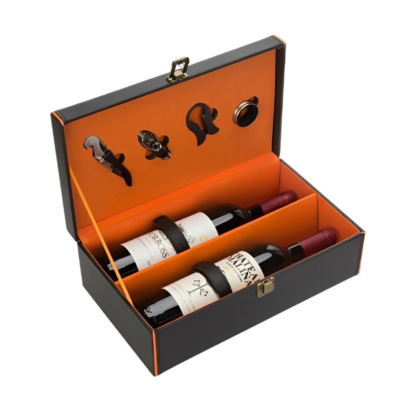 Set Cutie de vin Deluxe, Mindblower, pentru 2 sticle, cu accesorii de ...