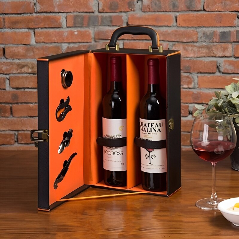Set Cutie de vin Deluxe, Mindblower, pentru 2 sticle, cu accesorii de ...