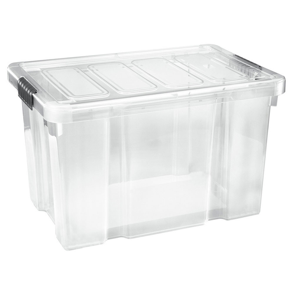 Cutie din plastic transparent 60L cu capac si manere 40x60x40 cm - eMAG.ro