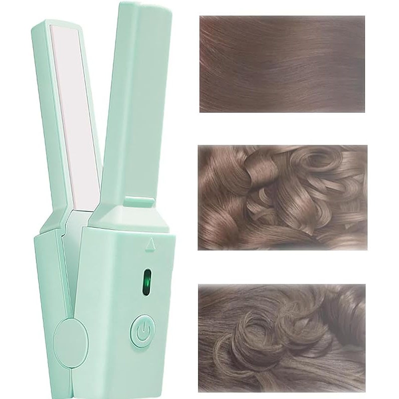 Mini ondulator pentru par scurt, USB, Verde - eMAG.ro