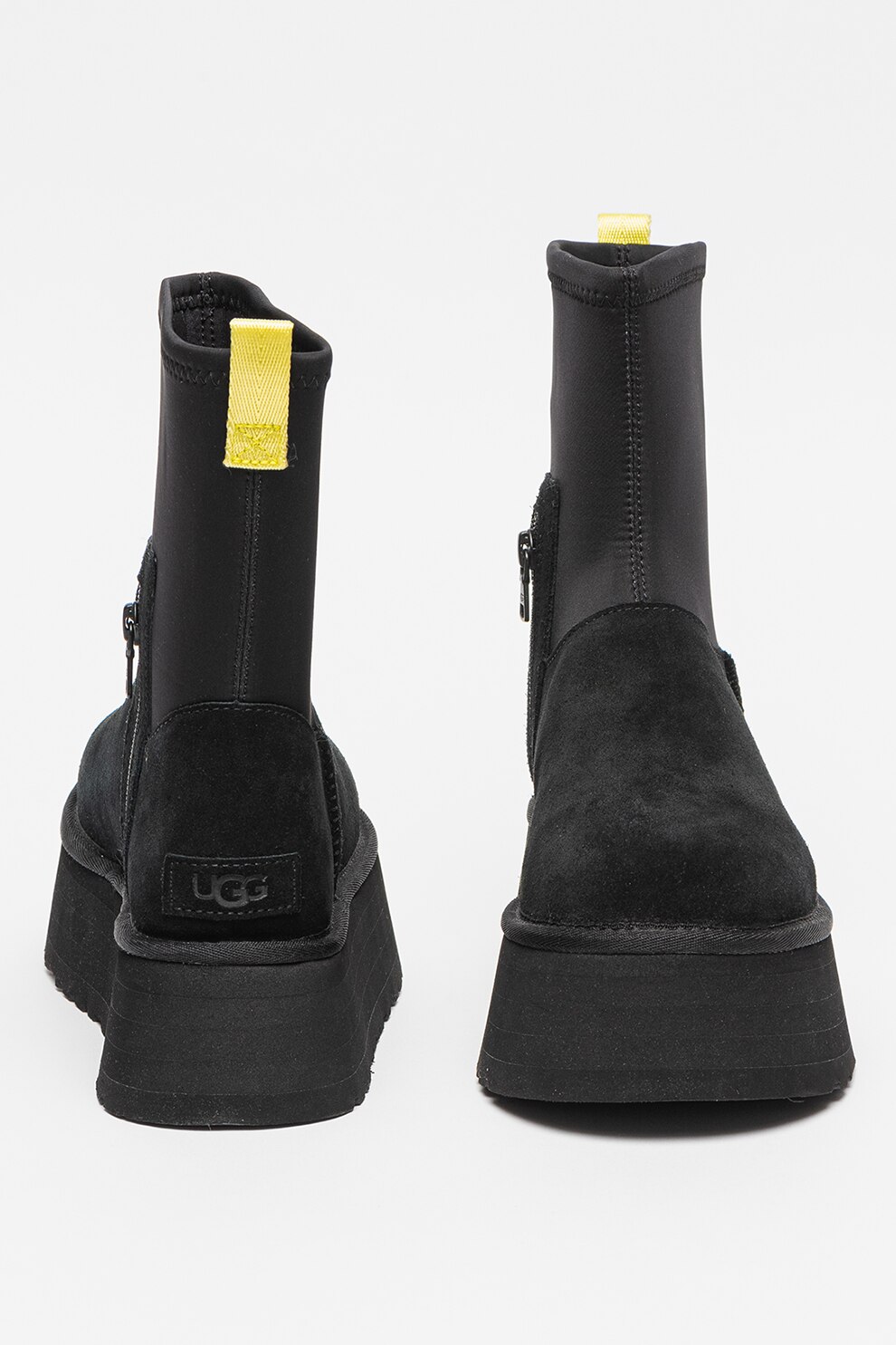 UGG, Ghete cu segmente de piele intoarsa Classic Diper, Negru, 8 - eMAG.ro