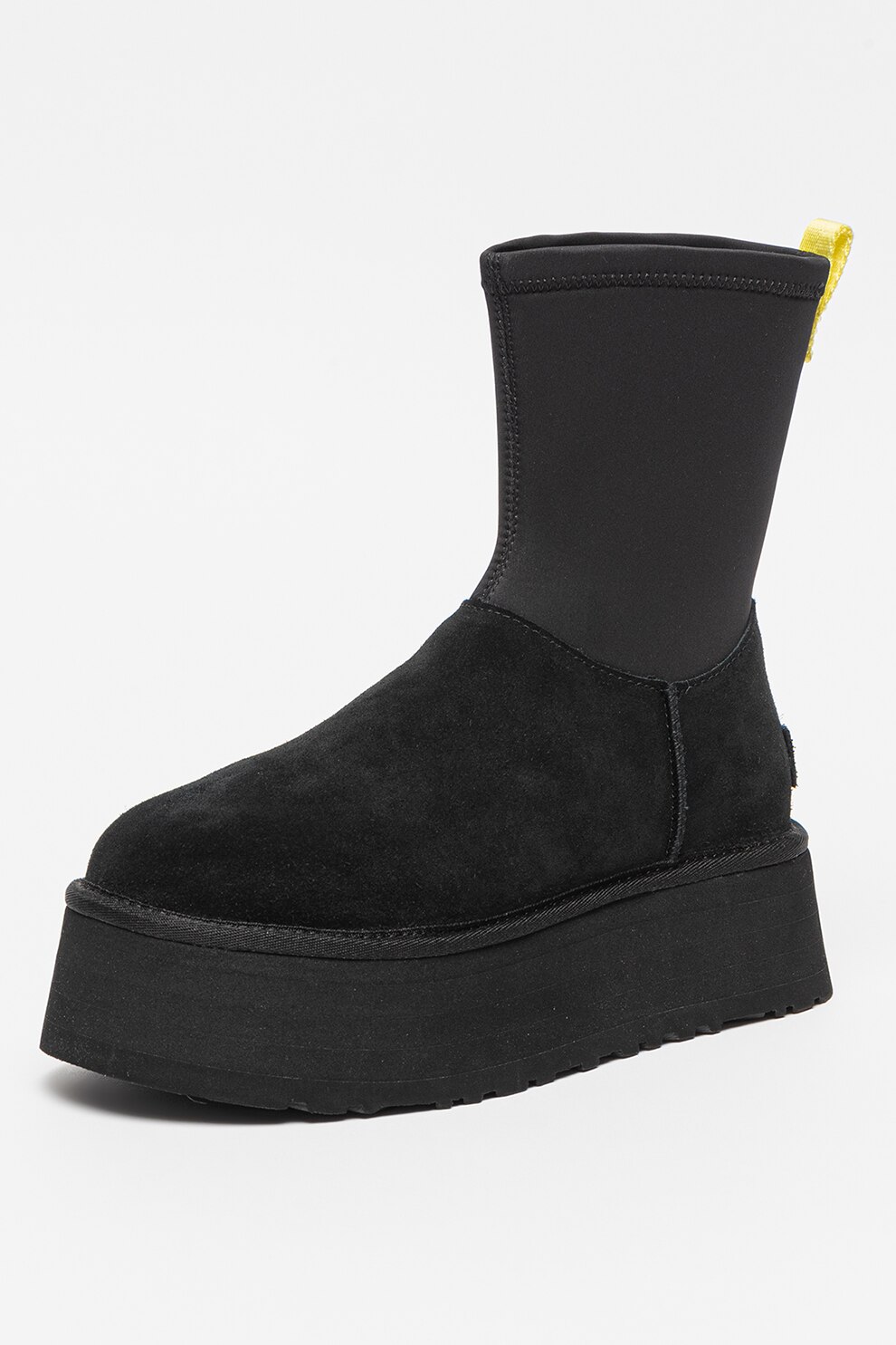 UGG, Ghete cu segmente de piele intoarsa Classic Diper, Negru, 8 - eMAG.ro