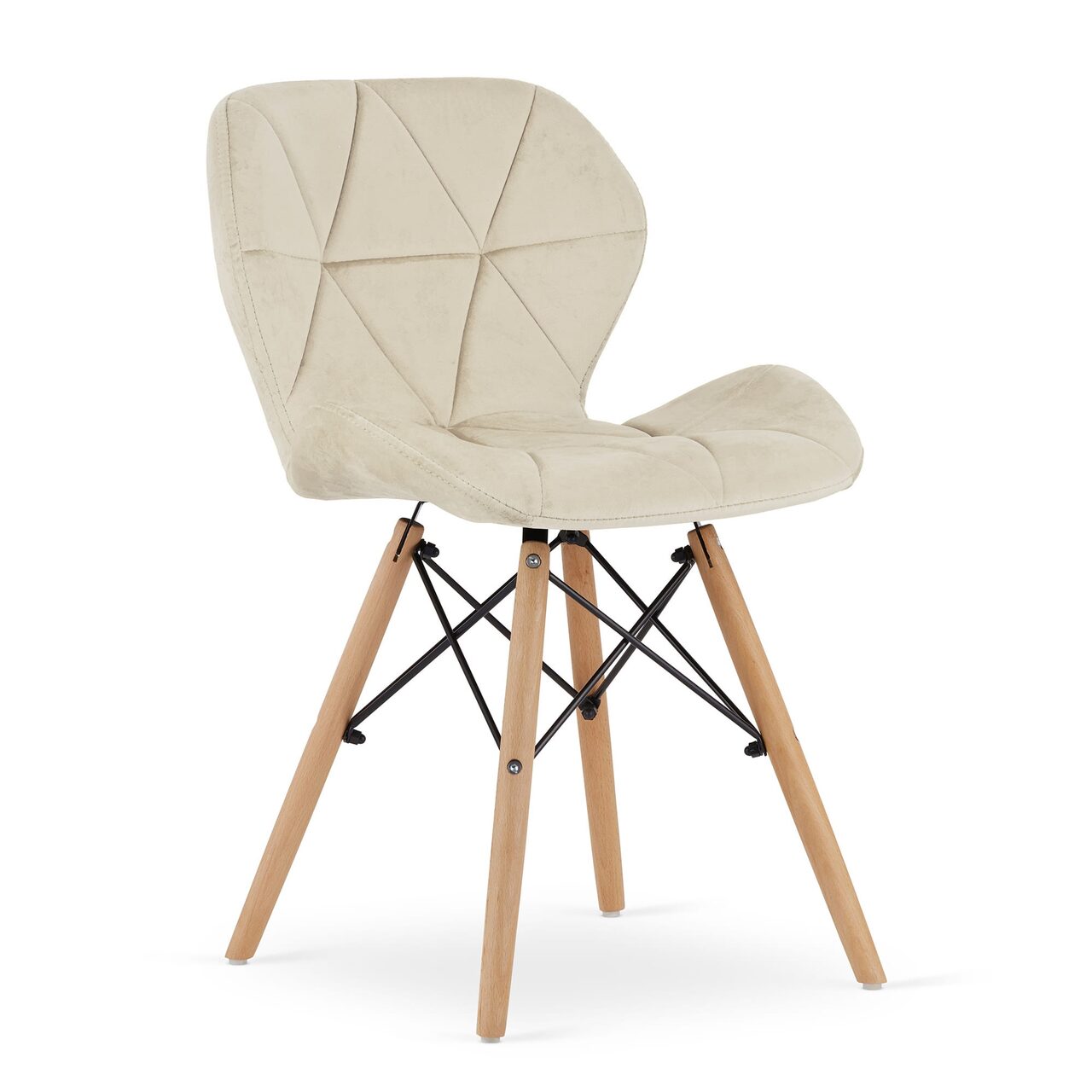 Scaun stil scandinav, Artool, Lago, catifea, lemn, bej, 47x52x74 cm ...