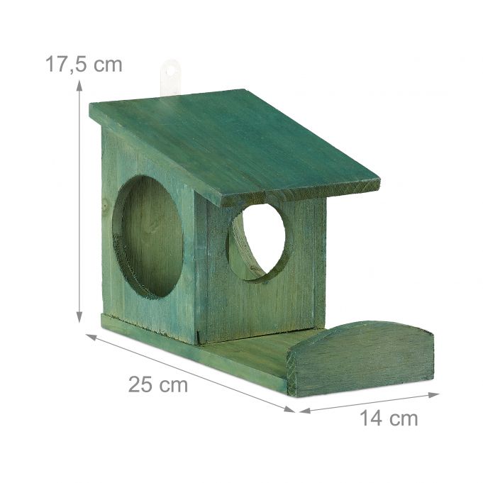 Casuta pentru veverite, Relaxdays, 3 intrari, verde, 18x25x12 cm - eMAG.ro