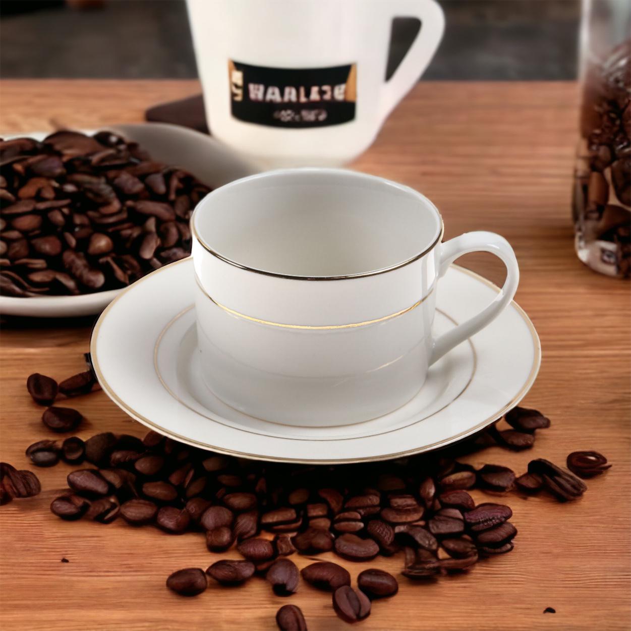 Set 12 piese cesti si farfuriute de cafea Ilsedo Home, portelan, Alb ...