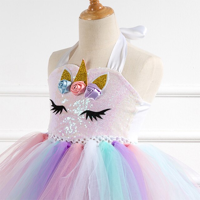 Rochie unicorn cu paiete pentru fete, Notekisskai, Poliester/Matase, 90 ...