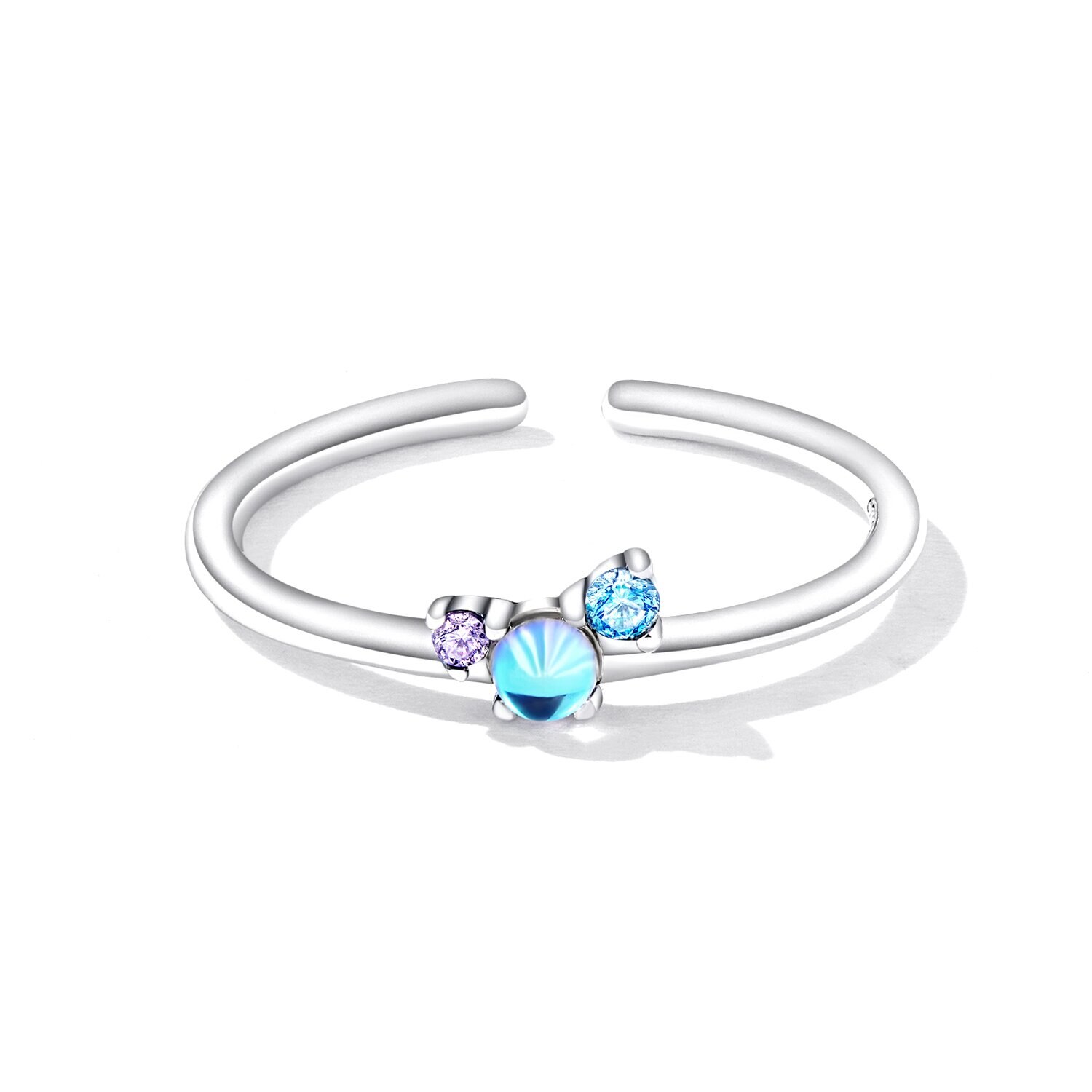 Inel reglabil din argint mini moon stone - eMAG.ro