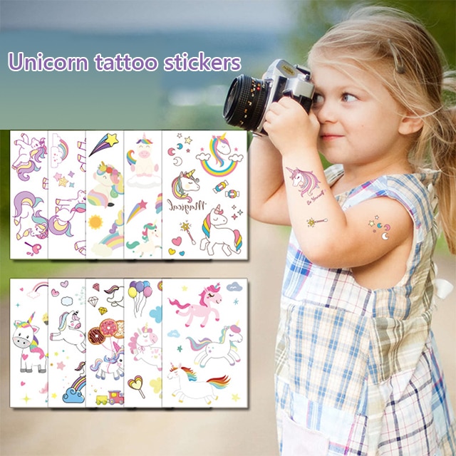Tatuaje cu unicorn pentru copii, Notekisskai, 10 stiluri, Multicolor ...