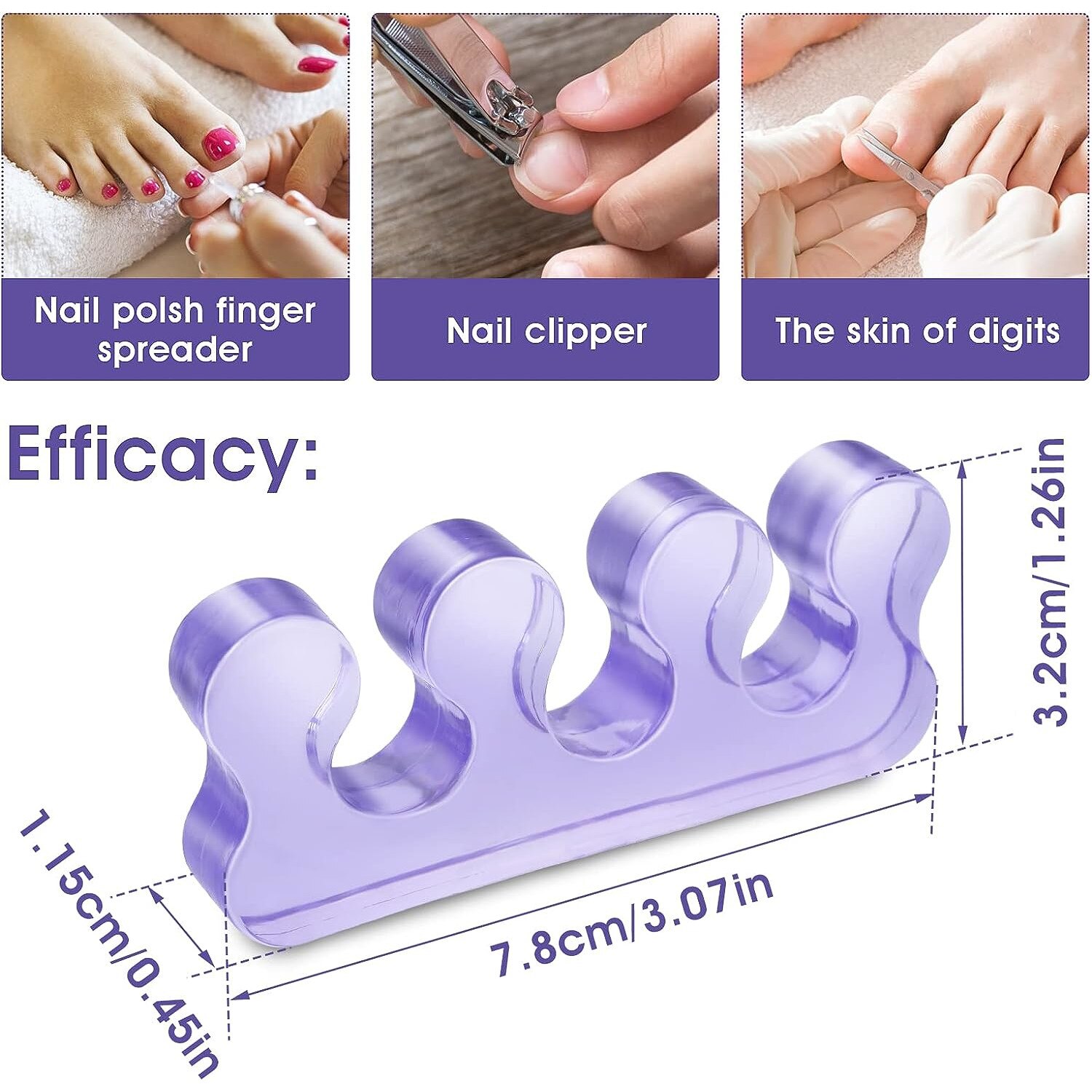 Separator degete pentru pedichiura, Sunmostar, Silicon, Violet - eMAG.ro