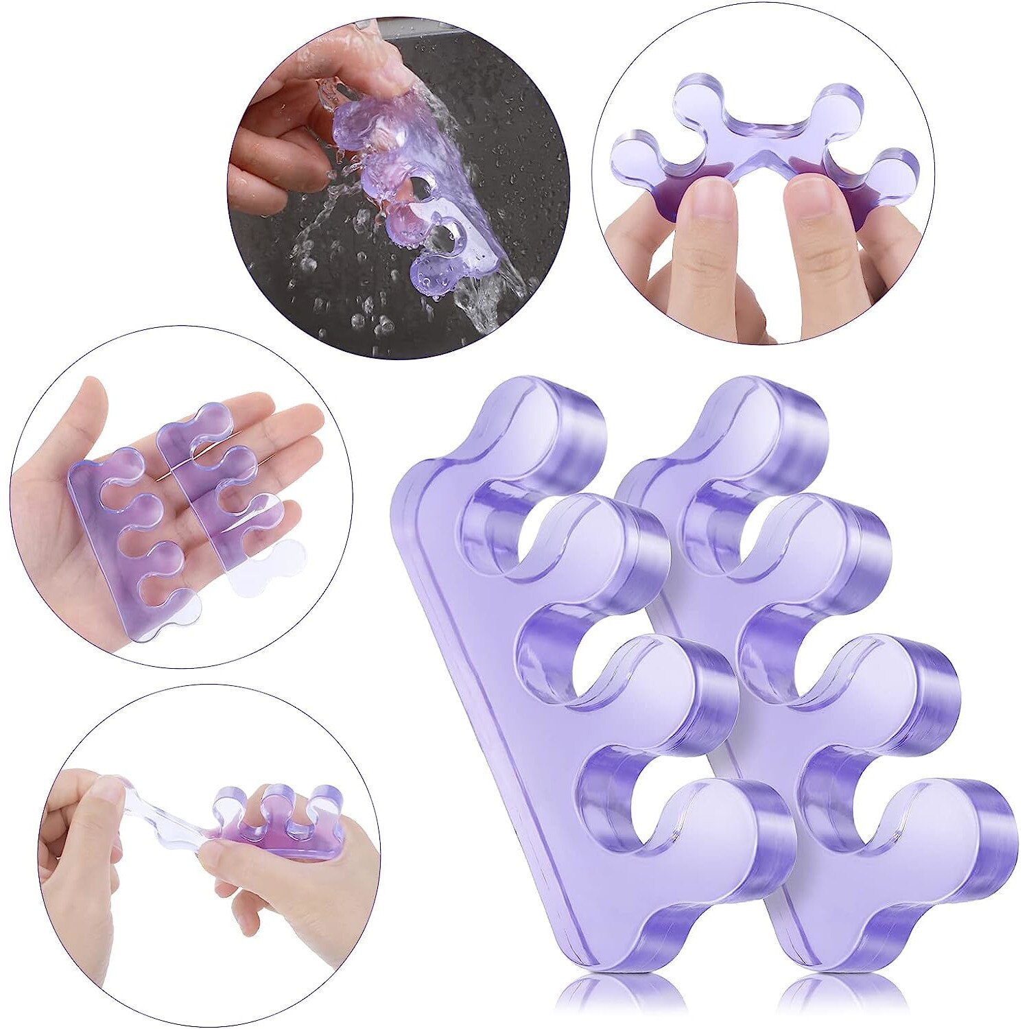 Separator degete pentru pedichiura, Sunmostar, Silicon, Violet - eMAG.ro
