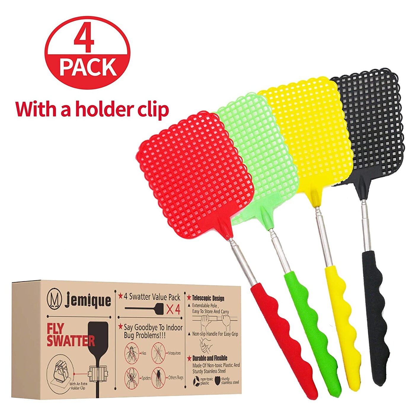 Set de 4, Plici de muste, Plastic, 70 cm, Multicolor - eMAG.ro