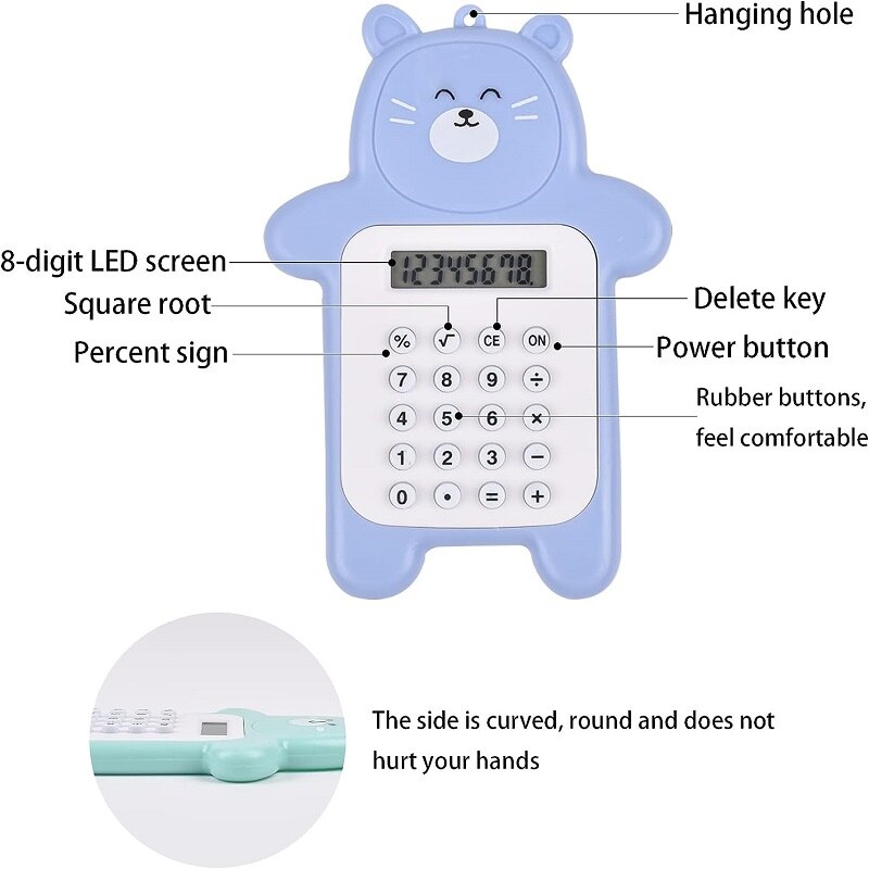 Calculator de buzunar, Plastic, 9.5x6.5cm, Albastru/Alb - eMAG.ro