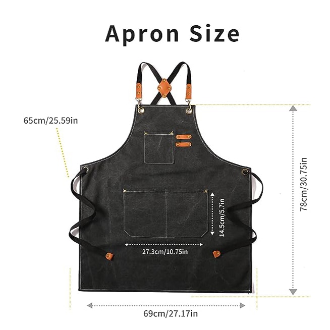 Sort de bucatar, AEWOYAD, Bumbac, Reglabil, Cu buzunare, Negru - eMAG.ro