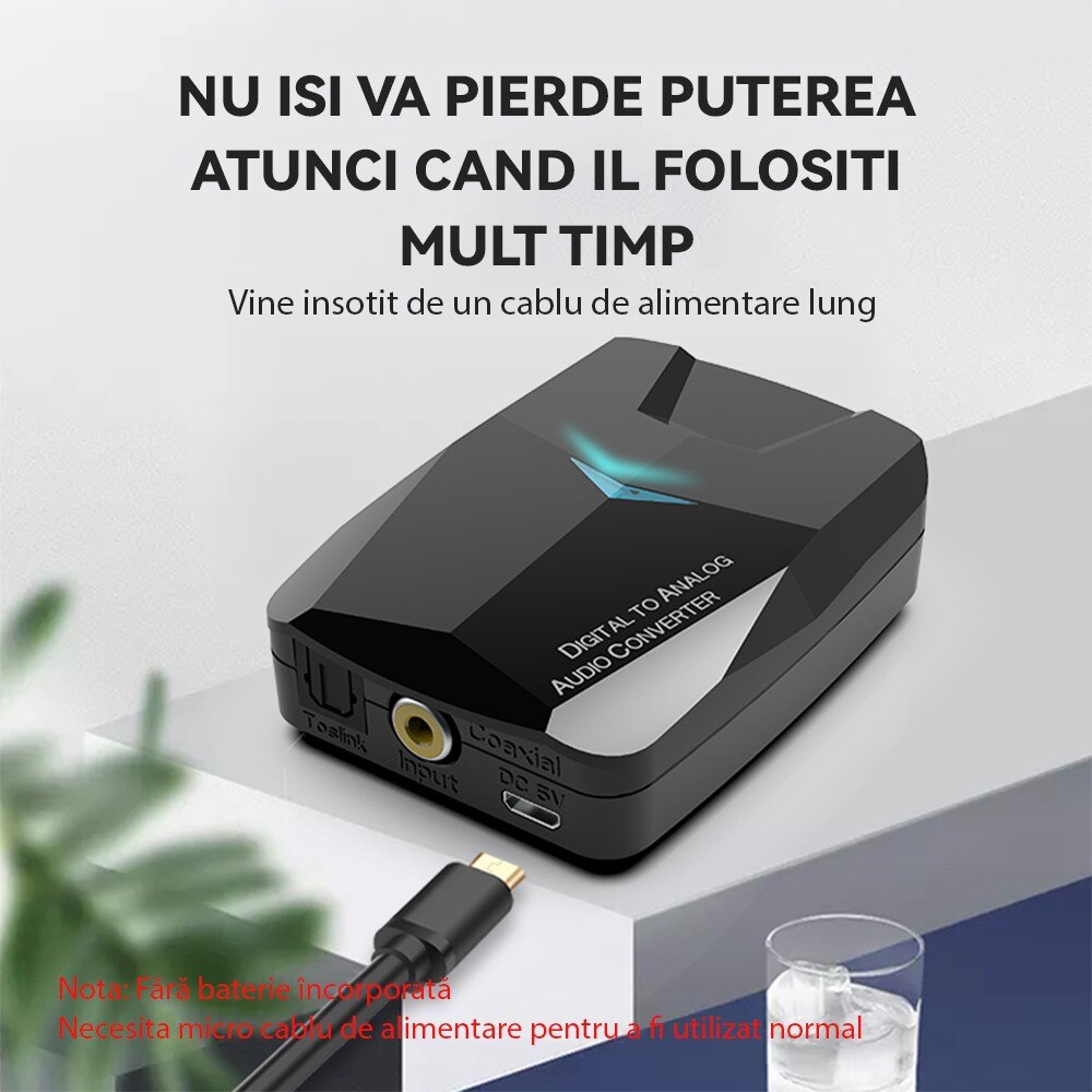 Convertor Audio Digital la Analog Techstar® M24, Compatibil Bluetooth 5 ...