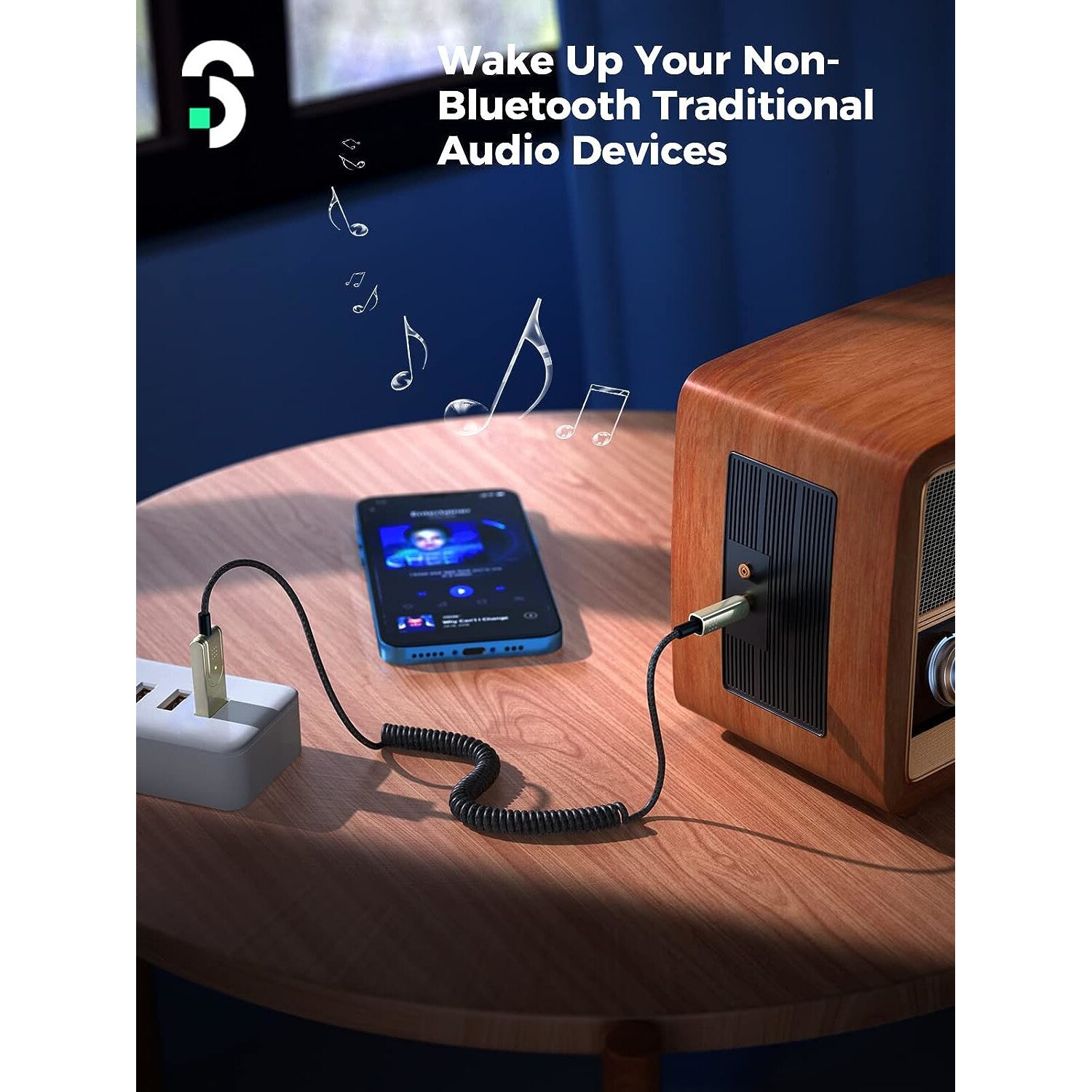 Adaptor Bluetooth 5.1, receiver audio cu alimentare prin USB, cu mufa ...