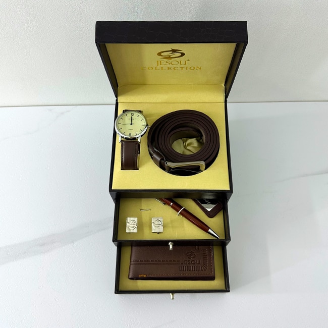 Set pentru barbati JESOU COLLECTION, cutie cu doua sertare, ceas ...