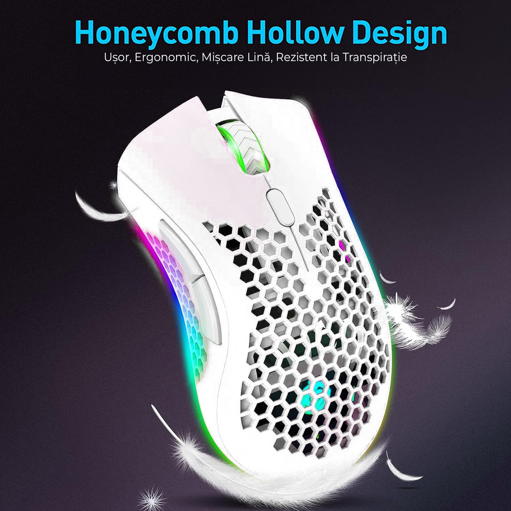 Безжична геймърска мишка Timebox, ултралека 95g, FastCharge, USB, 2,4 GHz, RGB Led, 2 ...