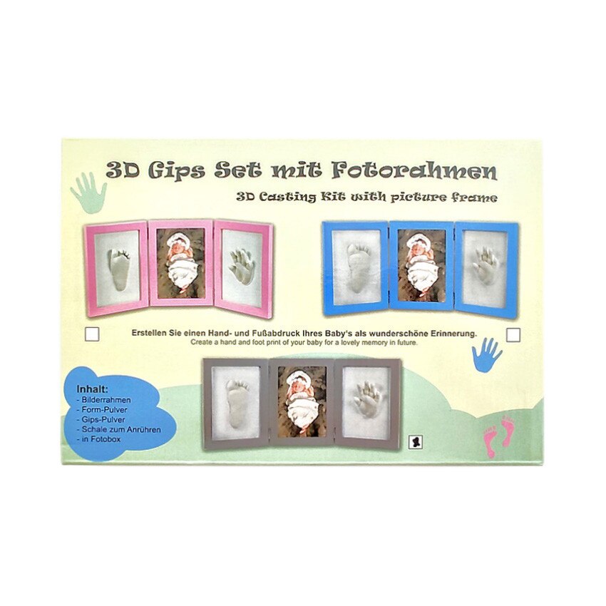 Kit amprenta mulaj manuta si piciorus bebe cu rama foto gri, 43.5 x 19 ...