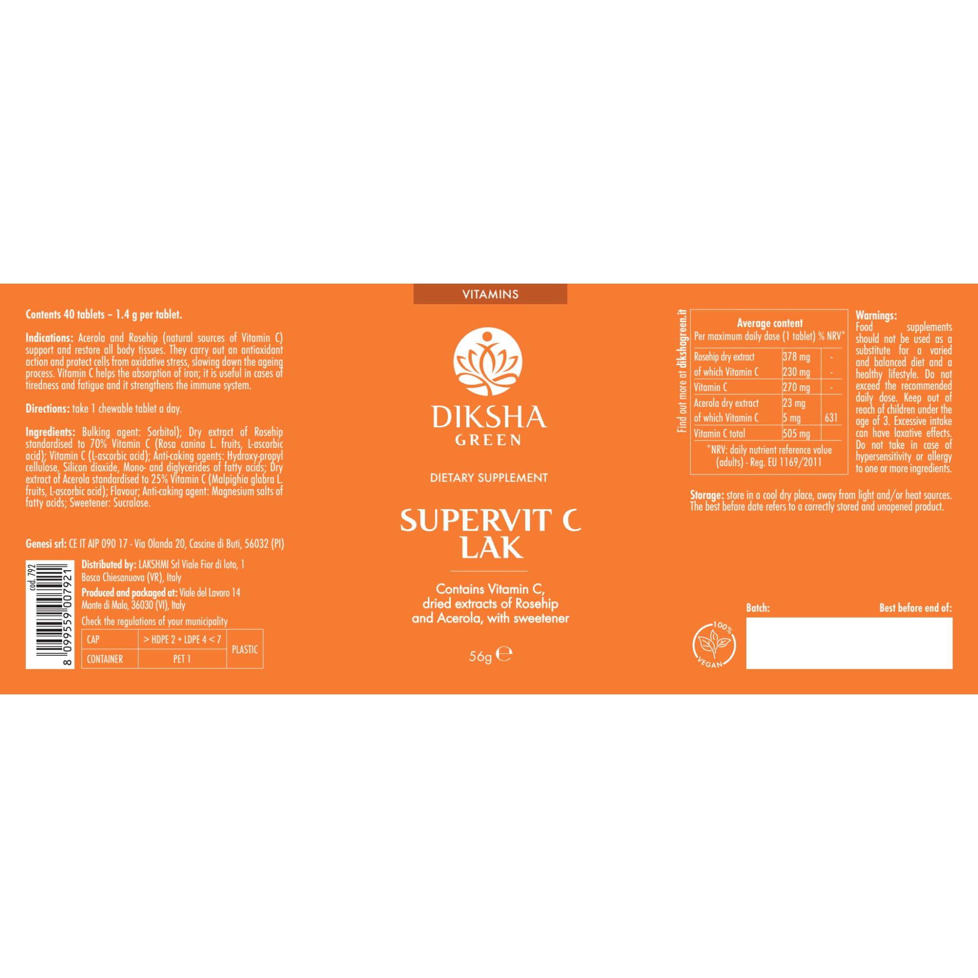 Supervit C lak 40 capsule 56 gr supliment alimentar diksha green ...