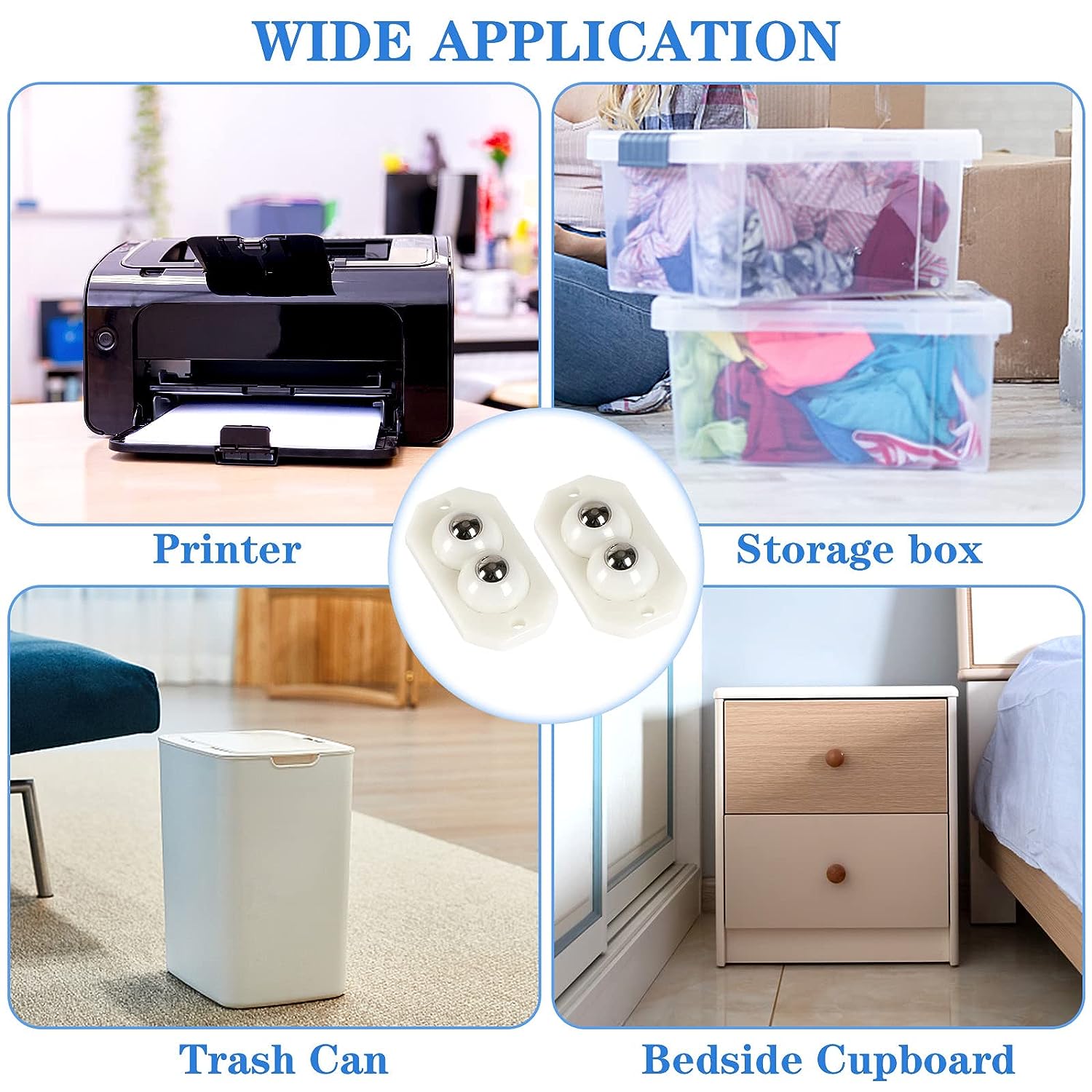 Rotite universale pentru obiecte, Inox/ABS, 5.2x2.8cm, Alb, 16 bucati ...