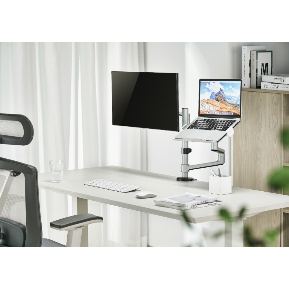Suport pentru monitor cu suport pentru laptop Premium, Aluminiu, Suport ...
