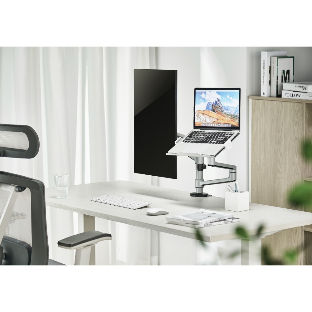Suport pentru monitor cu suport pentru laptop Premium, Aluminiu, Suport ...