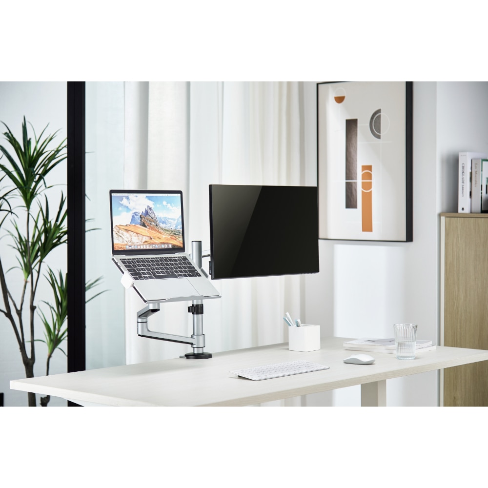 Suport pentru monitor cu suport pentru laptop Premium, Aluminiu, Suport ...